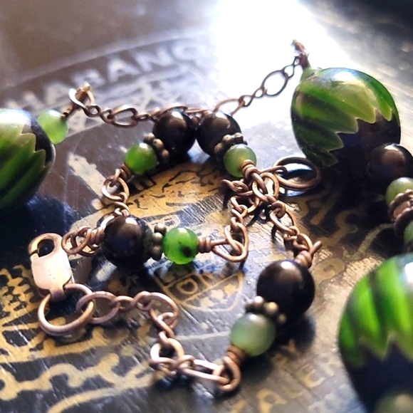 Artisan | Jewelry | Jade Obsidian Silver And Handblown Strand | Poshmark